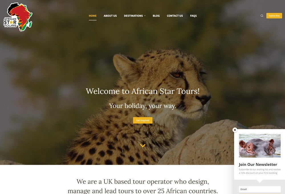 African Luxury Tours Website - DMJ